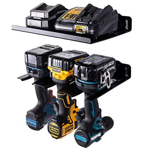 Salade Power Tool Organizer，That 3 Cordless Drills and its Chargers Can be Storaged，Drill Holder Can be Wall Mounted