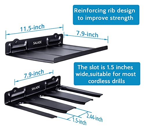 Salade Power Tool Organizer，That 3 Cordless Drills and its Chargers Can be Storaged，Drill Holder Can be Wall Mounted