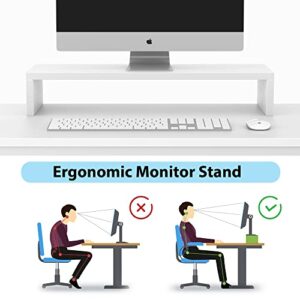 L-Shaped Desk with Storage Shelves, Computer Desk with Monitor Stand Study Writing Table Workstation, Easy to Assemble, White