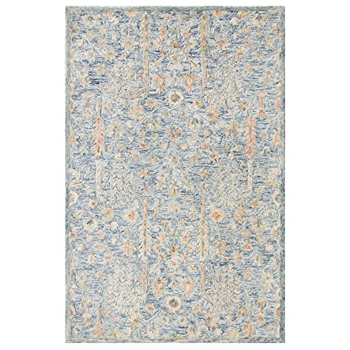 Trade AM Ox Bay Hand Tufted Traditional Abstract Floral Wool Area Rug, Slate Blue, 9' x 12' (Alice-AB)