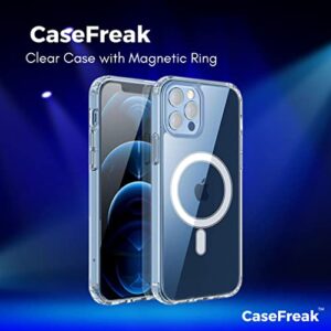 CASEFREAK Clear Case for iPhone 12 Mini with Magnetic Ring, Compatible with Mag-Safe Accessories, Slim Fit Anti-Yellowing Protective Case for iPhone 12 Mini (5.4" Screen)