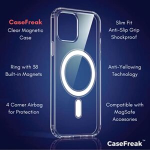 CASEFREAK Clear Case for iPhone 12 Mini with Magnetic Ring, Compatible with Mag-Safe Accessories, Slim Fit Anti-Yellowing Protective Case for iPhone 12 Mini (5.4" Screen)