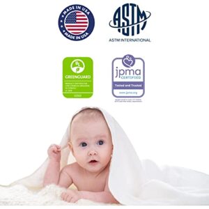 Dream On Me Asheville 4” Firm Fiber Crib and Toddler Mattress, Waterproof Grey Leaf Soft Vinyl Cover, Greenguard Gold & JPMA Certified, 5 Years Manufacture Warranty, Dual-Sided Lightweight Mattress