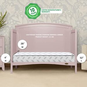 Dream On Me Asheville 4” Firm Fiber Crib and Toddler Mattress, Waterproof Grey Leaf Soft Vinyl Cover, Greenguard Gold & JPMA Certified, 5 Years Manufacture Warranty, Dual-Sided Lightweight Mattress