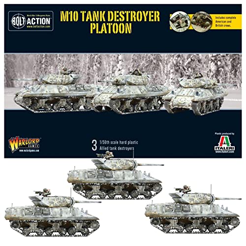 Wargames Delivered Bolt Action Tank War Miniatures - US Army M10 Tank Destroyer Platoon, World War 2 Miniatures, Bolt Action US Tank Model 28mm Scale Miniature War Game by Warlord Games