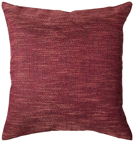 Violet Linen Chenille Diamond Weave Pattern, Faux Linen Polyester Fabric, Waterproof for Indoor and outdoor use, Burgundy, 18 Inch x 18 Inch, Square, Decorative Accent Throw Pillow