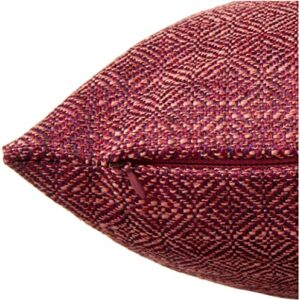 Violet Linen Chenille Diamond Weave Pattern, Faux Linen Polyester Fabric, Waterproof for Indoor and outdoor use, Burgundy, 18 Inch x 18 Inch, Square, Decorative Accent Throw Pillow