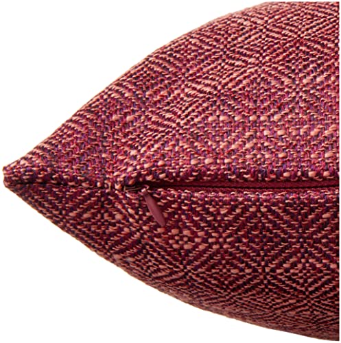 Violet Linen Chenille Diamond Weave Pattern, Faux Linen Polyester Fabric, Waterproof for Indoor and outdoor use, Burgundy, 18 Inch x 18 Inch, Square, Decorative Accent Throw Pillow