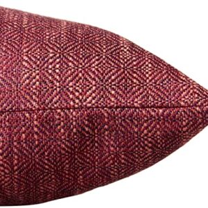 Violet Linen Chenille Diamond Weave Pattern, Faux Linen Polyester Fabric, Waterproof for Indoor and outdoor use, Burgundy, 18 Inch x 18 Inch, Square, Decorative Accent Throw Pillow