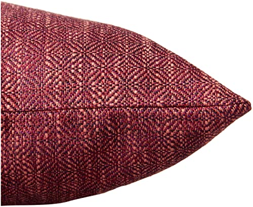 Violet Linen Chenille Diamond Weave Pattern, Faux Linen Polyester Fabric, Waterproof for Indoor and outdoor use, Burgundy, 18 Inch x 18 Inch, Square, Decorative Accent Throw Pillow