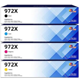 clorisun 972x 972 compatible ink cartridge for hp 972x 972 972a pagewide pro 477dw 577dw 377dw 452dw 477dn 452dn 552dw printer(black cyan magenta yellow 4-pack)