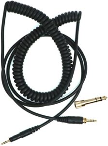 detroit packing co. hp-sc replacement audio cable for audio technica ath-m50x, ath-m40x, ath-m70x m-series headphones with 1/4 inch (6.35mm) trs adapter (coiled, 1.4m~4.5 feet)