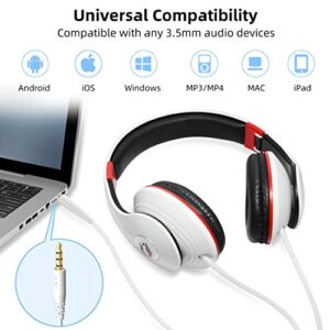 ibrain Air Tube Headphones Air Tube Headset Over The Ear Headphones Wired Airtube Headset with Patented Technology 3.5mm Jack for Computer, PC, Phone - White