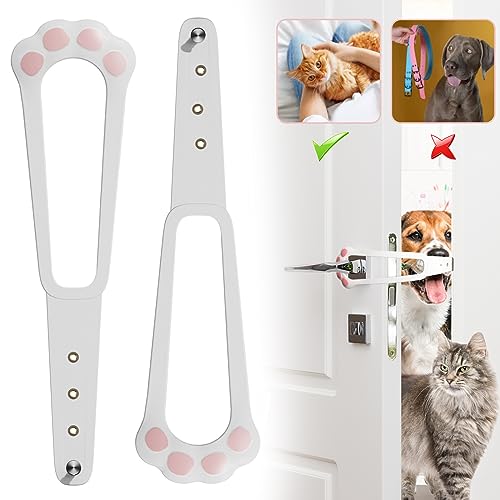 LUBERDUSH Cat Door Holder Latch -Adjustable Cat Door Alternative to Keep Dogs Out of Cat Litter Boxes and Food,Flex Latch Strap Let's Cats in and Safe Baby Proof, No Measuring Easy to Install(2 Pack)