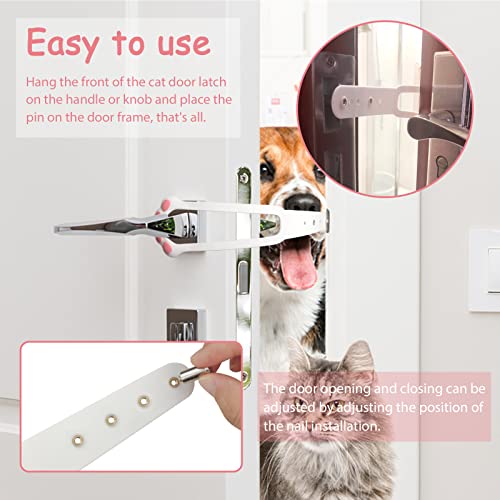 LUBERDUSH Cat Door Holder Latch -Adjustable Cat Door Alternative to Keep Dogs Out of Cat Litter Boxes and Food,Flex Latch Strap Let's Cats in and Safe Baby Proof, No Measuring Easy to Install(2 Pack)