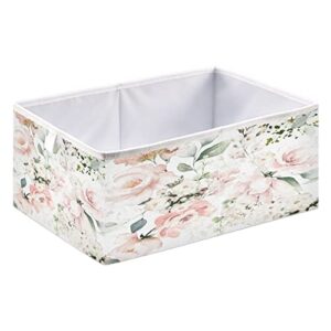 Kigai Pink Flowers Cube Storage Bins - 11x11x11 In Large Foldable Storage Basket Fabric Storage Baskes Organizer for Toys, Books, Shelves, Closet, Home Decor