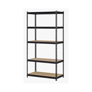 fhdpeebu super large bearing capacity and space heavy duty 5-tier steel shelving storage racks for home warehouse storage, black, 4000 lbs capacity (ur185p-blk)