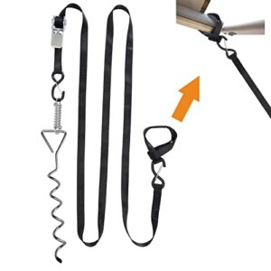 RV/Camper Awning Tie Down Anchor Kit with Ratchet Tie Down Strap and Buffer Tension Spring