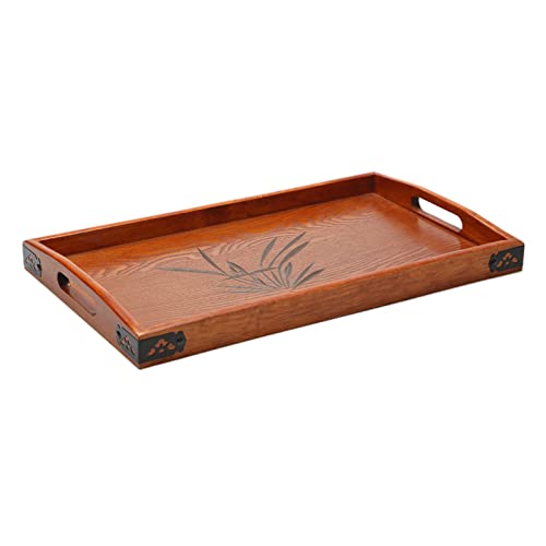 Serving Trays Wooden Tray Rectangular Serving Tray with Inset Handles Tea Drink Tray Dinner Tray Snack Tray Elegant Decorative Tray