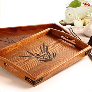 Serving Trays Wooden Tray Rectangular Serving Tray with Inset Handles Tea Drink Tray Dinner Tray Snack Tray Elegant Decorative Tray