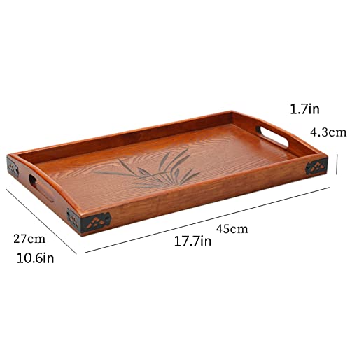 Serving Trays Wooden Tray Rectangular Serving Tray with Inset Handles Tea Drink Tray Dinner Tray Snack Tray Elegant Decorative Tray