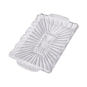 serving trays clear crystal tray serving tray with handle multipurpose tray for coffee table spill resistant food and beverage server kitchen dresser party serving tray elegant decorative tray