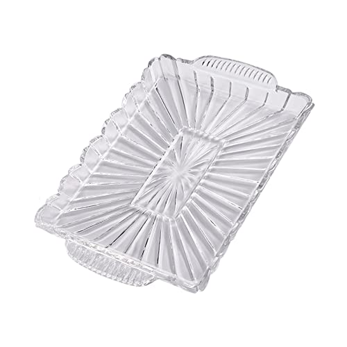 Serving Trays Clear Crystal Tray Serving Tray with Handle Multipurpose Tray for Coffee Table Spill Resistant Food and Beverage Server Kitchen Dresser Party Serving Tray Elegant Decorative Tray