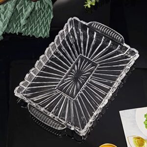 Serving Trays Clear Crystal Tray Serving Tray with Handle Multipurpose Tray for Coffee Table Spill Resistant Food and Beverage Server Kitchen Dresser Party Serving Tray Elegant Decorative Tray