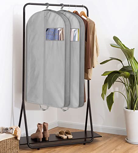 AOODA 43" Garment Bags for Hanging Clothes, Gusseted Suit Bags for Closet Storage Mens Clothes Cover with Handles for Coat, Jackets, Shirts (5 Packs)