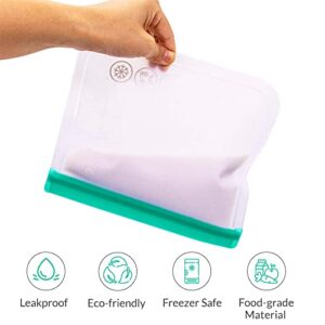 Lilymeche Concept | 22 Pack Reusable Storage Bags, BPA FREE(4 Gallon Ziplock Bags+ 9 Reusable Snack Bags + 9 Sandwich Bags) Food grade PEVA, Leakproof Bags for Meat, Fruit, Vegetable)