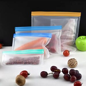 Lilymeche Concept | 22 Pack Reusable Storage Bags, BPA FREE(4 Gallon Ziplock Bags+ 9 Reusable Snack Bags + 9 Sandwich Bags) Food grade PEVA, Leakproof Bags for Meat, Fruit, Vegetable)