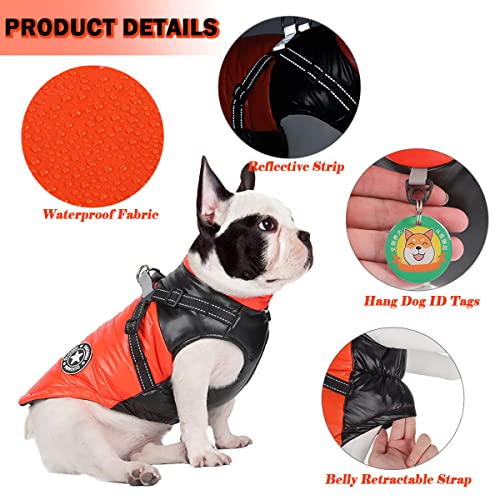 DoggieKit Dog Winter Coats,Waterproof Cozy Dogs Coat for Cold Weather, Zip Up Pet Warm Jacket with Harness and D-Ring,Windproof Dog Clothes Apparel for Small Medium Large Dogs