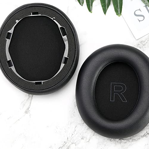 1 Pair Earphones Pads Replacement Compatible with Anker Soundcore Life Q30 Q35 Protein Leather Foam Ear Cushion Soft Earphones Cover Pads Black