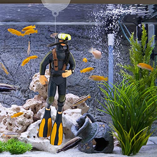 Bekecidi 2 Pack Fish Tank Decorations Little Diver Decorative Ornament Floating Pendant for Creative Fish Tank Accessories, Aquarium Decorations, Marine Landscaping