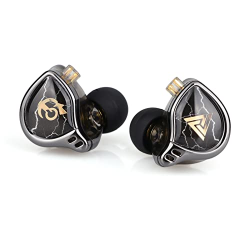 Linsoul QKZ x HBB 10mm Titanium-Coated Diaphragm HiFi in-Ear Monitor Earphones with Semi-Open Cavity, Detachable 2Pin Silver-Plated Cable, Noise Canceling for Audiophile (Black, Without Mic)