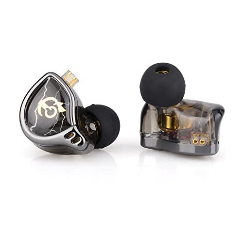 Linsoul QKZ x HBB 10mm Titanium-Coated Diaphragm HiFi in-Ear Monitor Earphones with Semi-Open Cavity, Detachable 2Pin Silver-Plated Cable, Noise Canceling for Audiophile (Black, Without Mic)