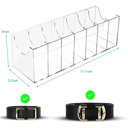 Acrylic Belt Organizer， Belt Container Storage Holder,7 Compartments Clear Belt Tie Display Case for Closet and Drawer