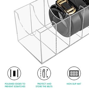 Acrylic Belt Organizer， Belt Container Storage Holder,7 Compartments Clear Belt Tie Display Case for Closet and Drawer