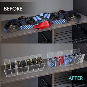 Acrylic Belt Organizer， Belt Container Storage Holder,7 Compartments Clear Belt Tie Display Case for Closet and Drawer