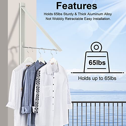 SunEegral Laundry Drying Rack Wall Mounted - Ultrathin Space Saving Clothes Drying Rack Organizer with 65Ibs Capacity - Retractable and Foldable, Perfect for Laundry Room Organization