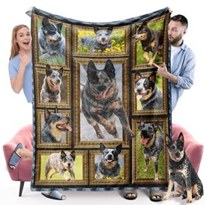 australian cattle dog blanket, fleece throw blanket for couch bed, soft cozy warm flannel blankets and throws for sofa living room, gifts for dog lovers, 50" x 60"