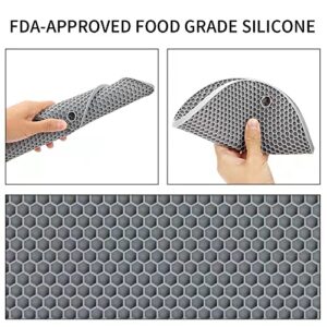 Gaiamat Silicone Trivet Mats, 4 Pack 2 Shape(2 Squared+2 Round) Heat Resistant Pot Holders Set, Silicone Table Mats Large Coasters for Kitchen Counter, Tables, Hot Dishes, Hot Pats, Pans(Grey)