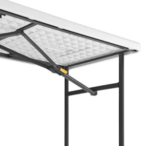 Living and More 4ft Straight Folding Utility Table, White, Indoor & Outdoor, Portable Desk, Camping, Tailgating, & Crafting Table