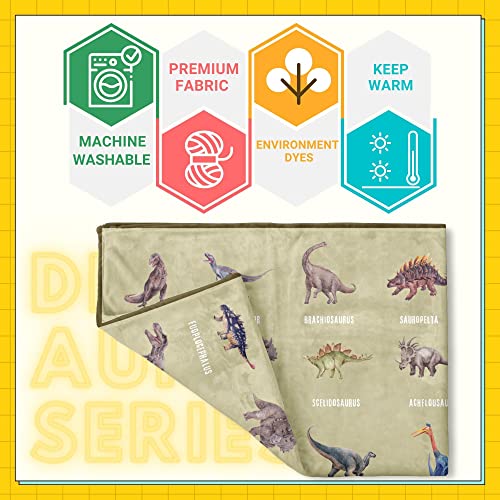 Dinosaur Blanket for Boys，Jurassic World Adults Dino Blanket，Soft Cozy Warm Throw Fleece Blanket for Couch Sofa Bed (Dinosaurs, 60" L x 50" W)