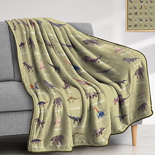 Dinosaur Blanket for Boys，Jurassic World Adults Dino Blanket，Soft Cozy Warm Throw Fleece Blanket for Couch Sofa Bed (Dinosaurs, 60" L x 50" W)