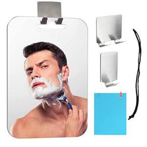 funerom 7.1x9.9 inch fogless bathroom shaving mirror includes 2 adhesive hooks 1 anti-fog film anit-fog shower mirror frameless portable square