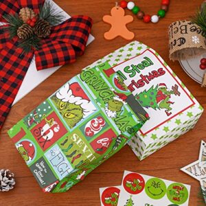 AnyDesign 48Pcs Christmas Treat Goodie Bag 6 Design Christmas Paper Gift Bag with 48Pcs Stickers Funny Cartoon Character Party Favor Bags Candy Bags for Snacks Cookie Wrapping Supplies