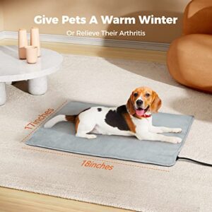 Comfurya Pet Heating Pad for Cats, Upgrading Electric Heating Mat for Indoor use, 6 Temperature Control Pet Warming Pad, 5 Timer Modes, Waterproof Pet Mat Bed with Chew Resistant Cord, 18"x 17"