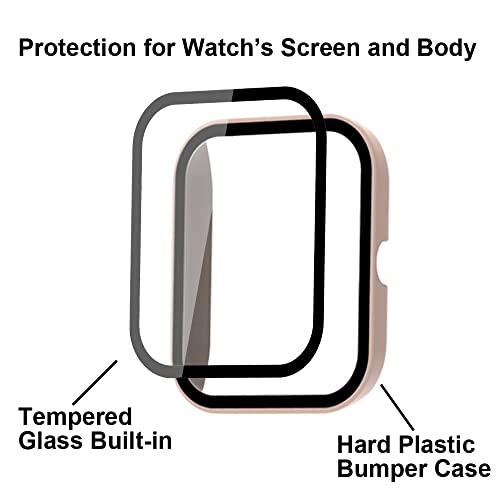 smaate Smart Watch Cases with Screen Protector for P22, Compatible with Donerton Popglory CanMixs Kalinco P22 1.4” Smartwatch, Hard PC Case with Tempered Glass, Protecting Watch Body & Screen