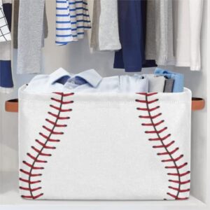 2Pack Sports Baseball Print Large Collapsible Storage Bins,Sports Basket Decorative Canvas Fabric Storage Boxes with Handles,Rectangular Shelves Baskets Box for Home Office Nursery Closet